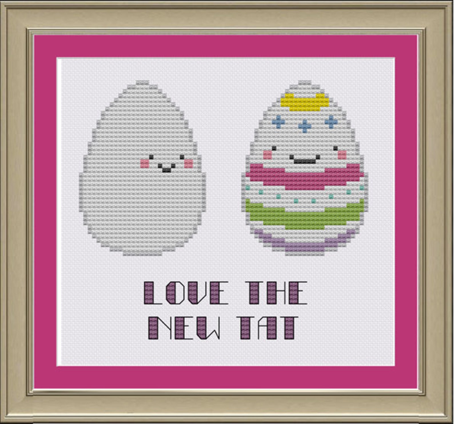 Love the New Tat: Funny Easter Egg Cross-stitch Pattern - Etsy