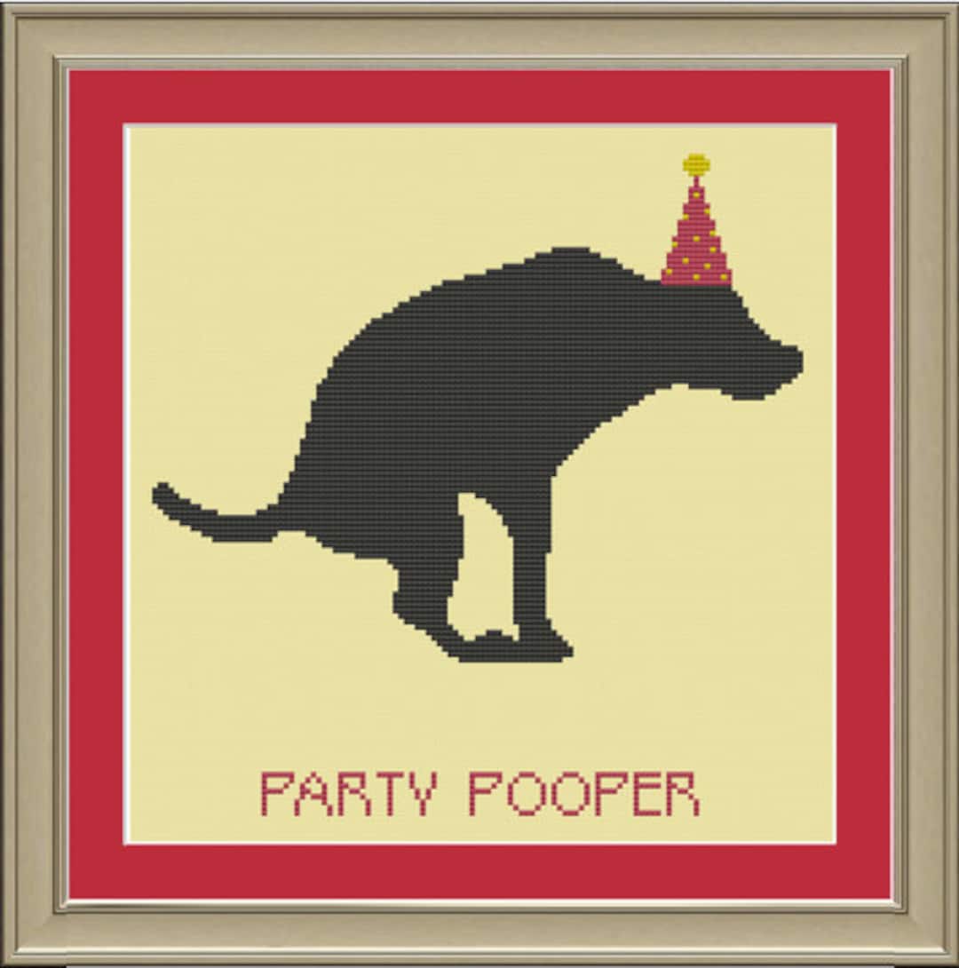 Party Pooper Dog: Funny Cross-stitch Pattern - Etsy
