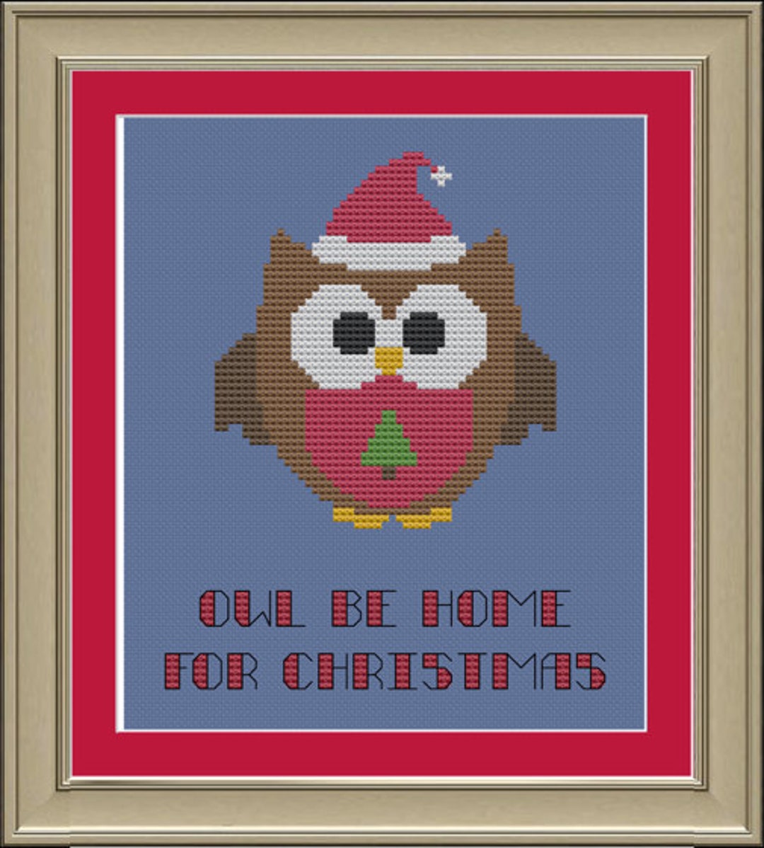 Owl Be Home for Christmas: Cute Christmas Cross-stitch Pattern - Etsy