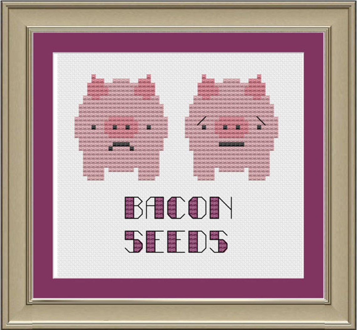 Bacon Seeds: Funny Pig Cross-stitch Pattern - Etsy