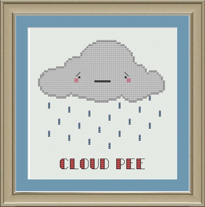 Cloud Pee: Funny Weather Cross-stitch Pattern - Etsy