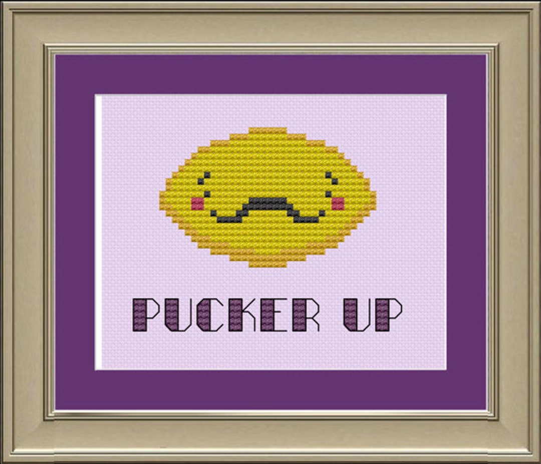 Pucker Up: Cute Lemon Mustache Cross-stitch Pattern - Etsy