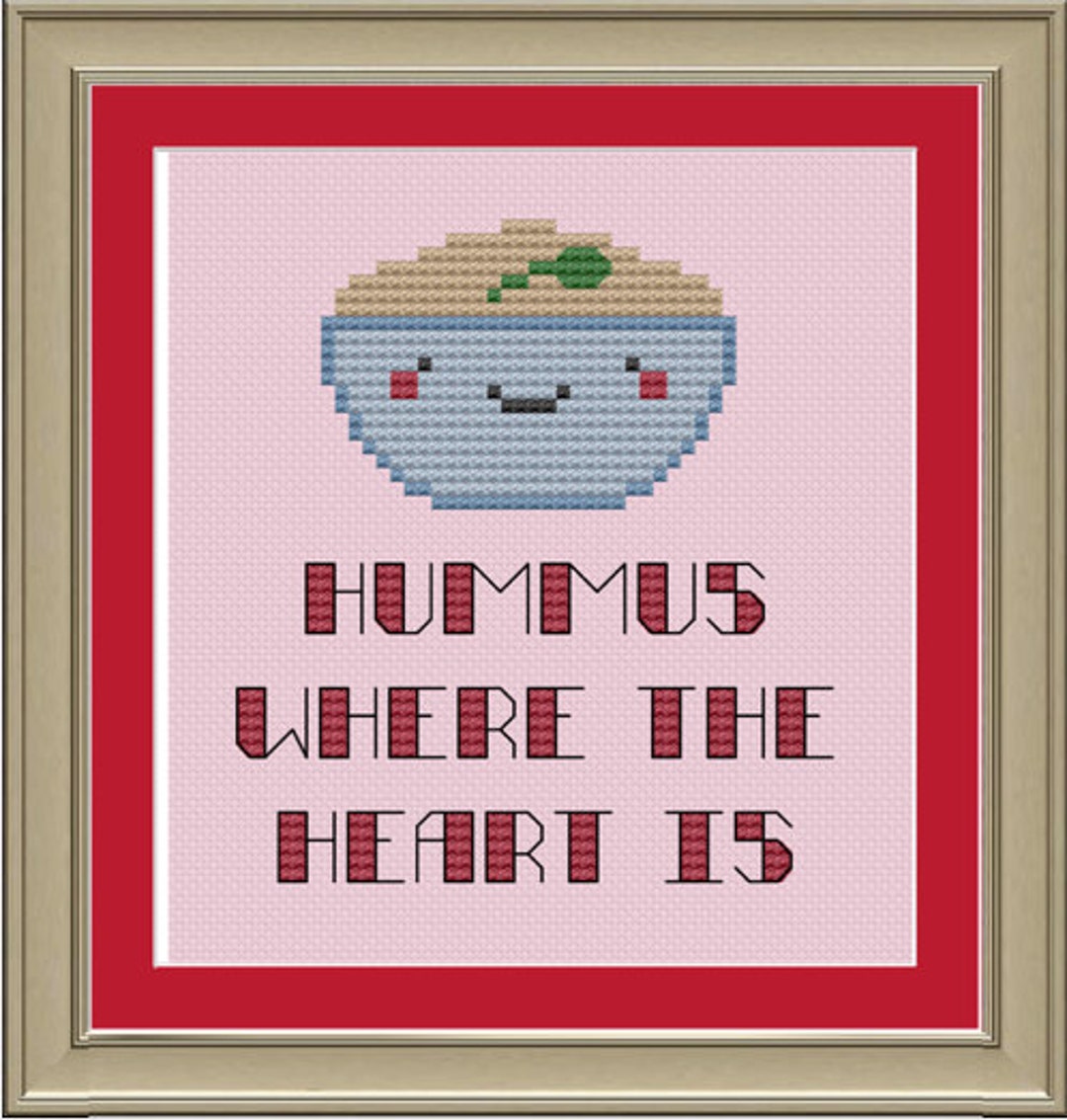 Hummus Where the Heart Is: Cute Cross-stitch Pattern - Etsy