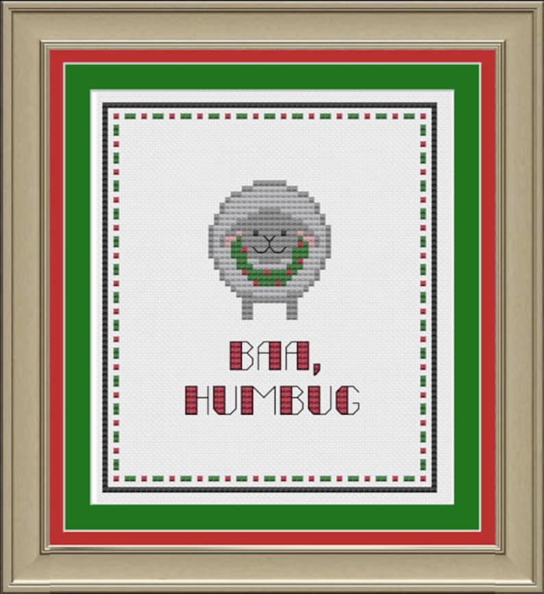 Baa, Humbug: Cute Christmas Sheep Cross-stitch Pattern - Etsy