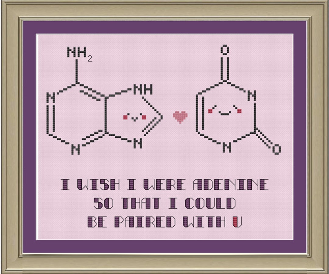 I Wish I Were Adenine: Nerdy Chemistry Cross-stitch Pattern - Etsy