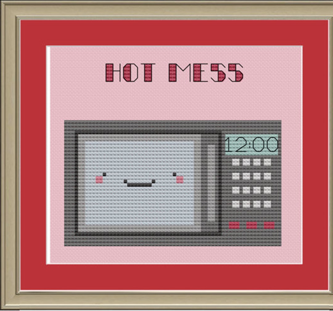 Hot Mess: Cute Microwave Cross-stitch Pattern - Etsy
