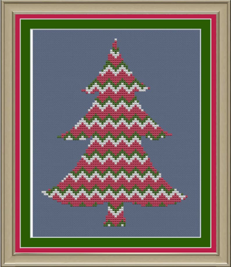 Christmas Tree Chevron Stripes: Cute Holiday Cross-stitch Pattern - Etsy