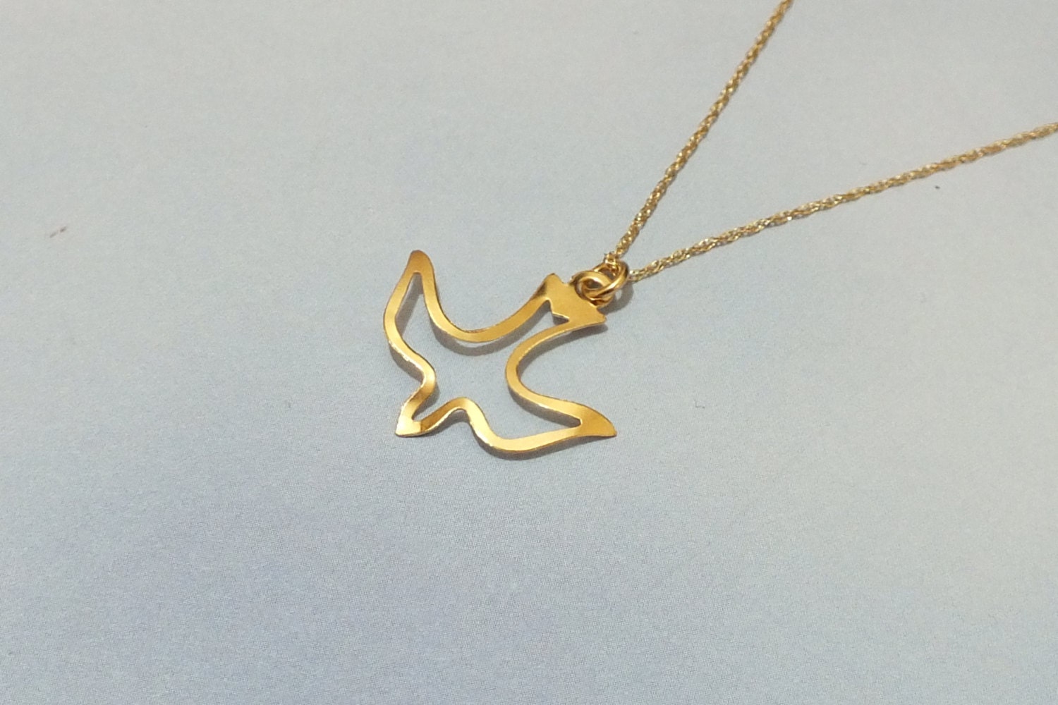 14k Gold Dove Solid Gold Dove Charm 20mm 3/4 Open | Etsy