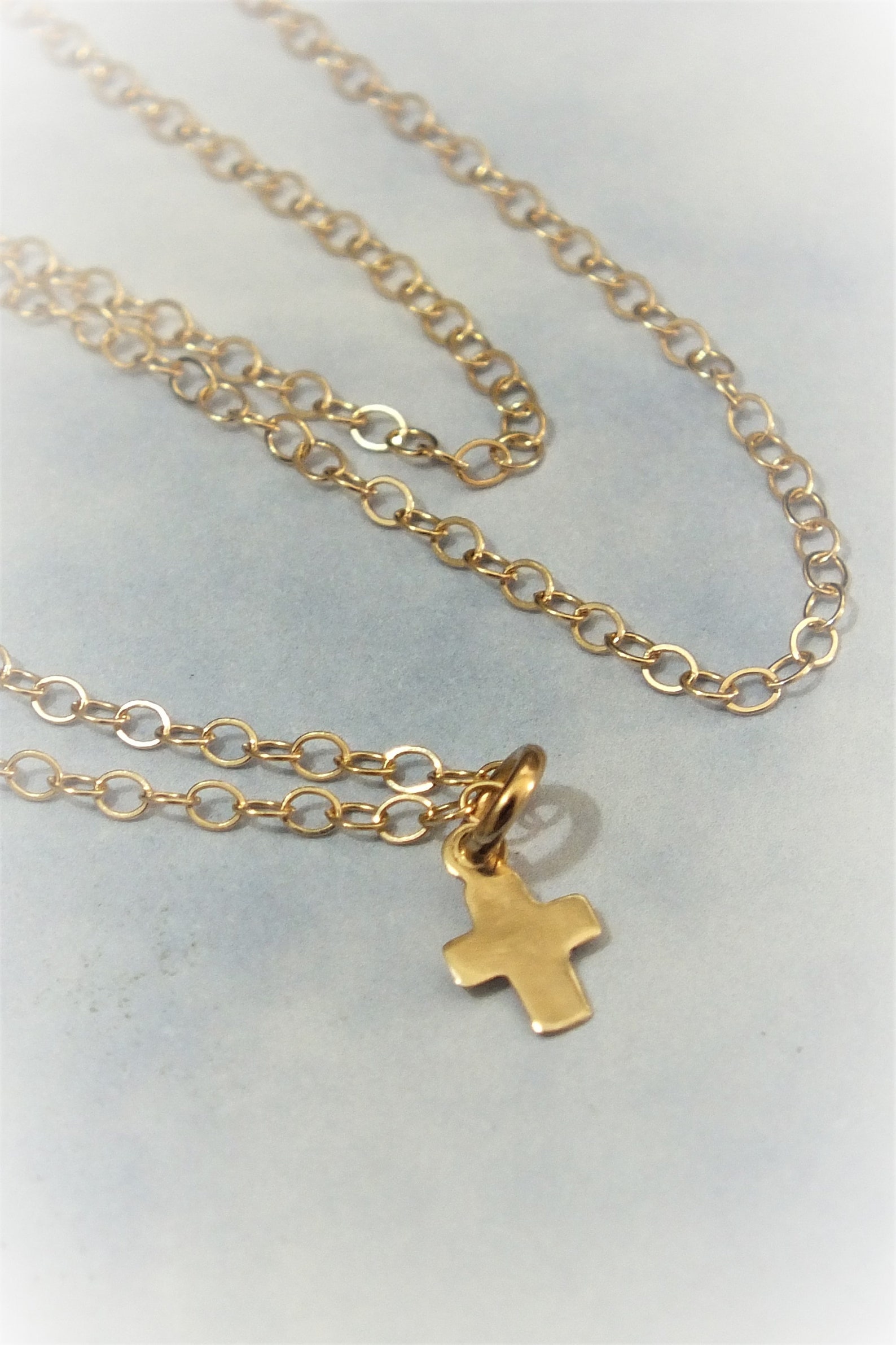 TINY Gold Cross Necklace 14k Gold Cross Necklace Christian - Etsy