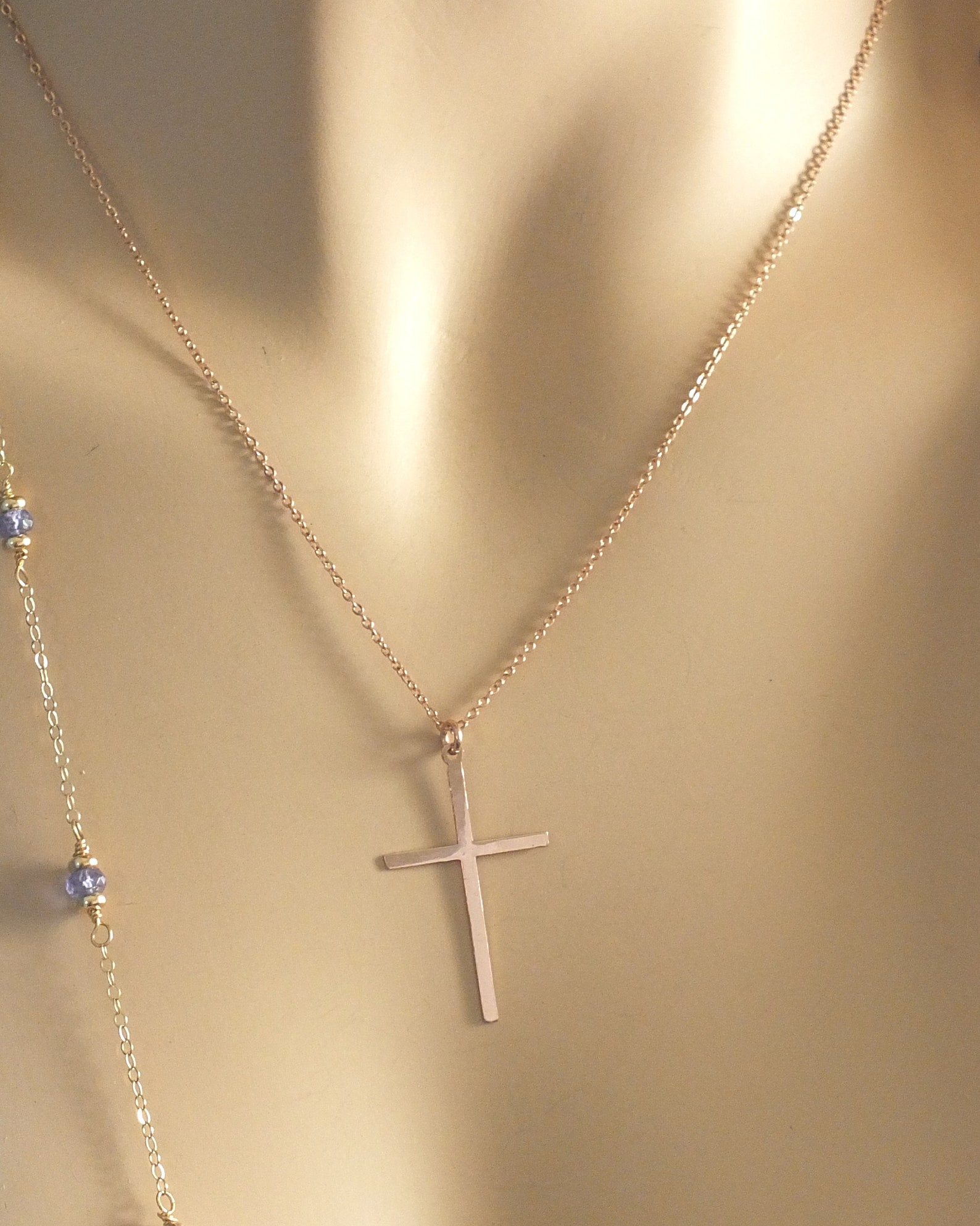 14k Delicate Cross 14k Rose Gold Skinny Cross 17x28mm over | Etsy