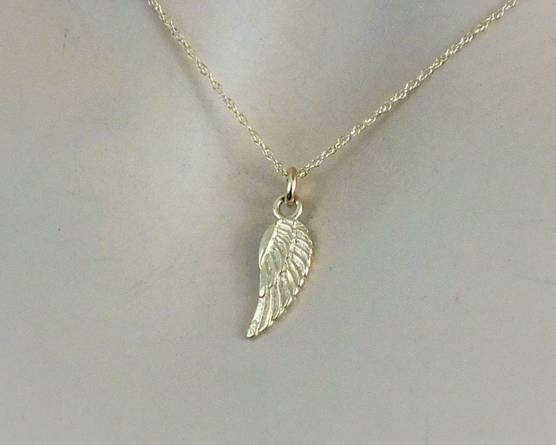 14k Solid Gold Angel Wing Necklace Real Gold Angel Wing - Etsy