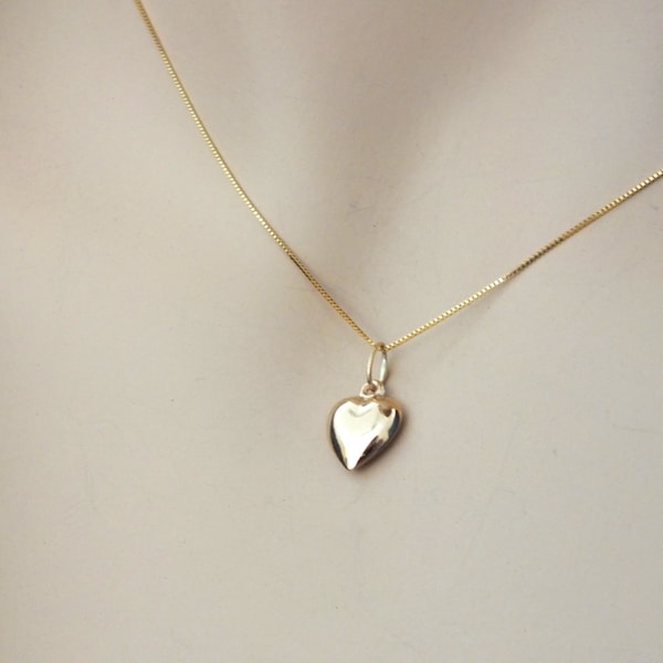 14k Gold Puffed Heart Pendant - Etsy