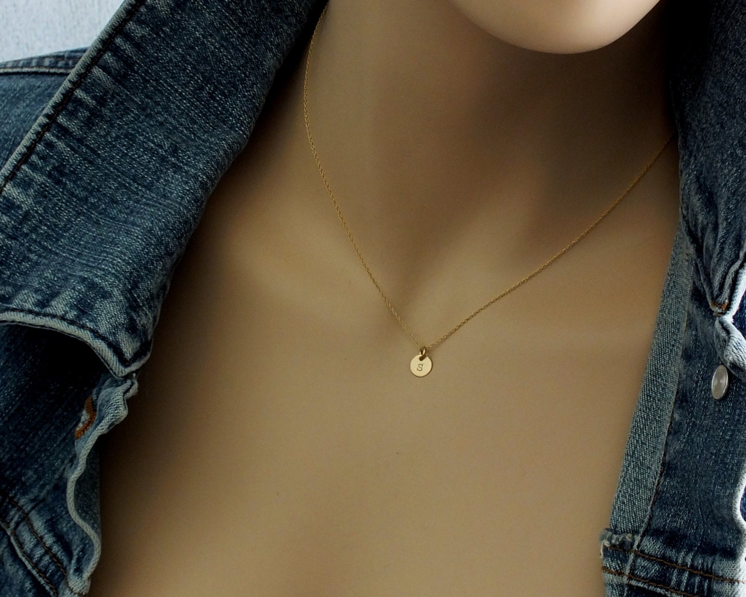 TINY 14K Solid Gold Initial Necklace 6mm 1/4 Inch Itty - Etsy