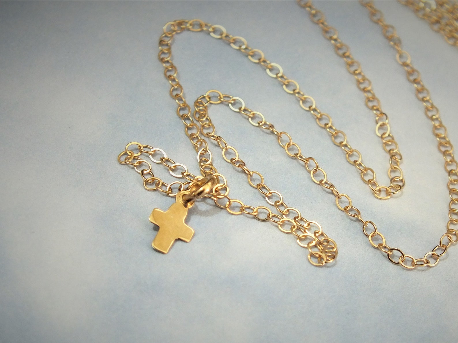 TINY Gold Cross Necklace 14k Gold Cross Necklace Christian - Etsy