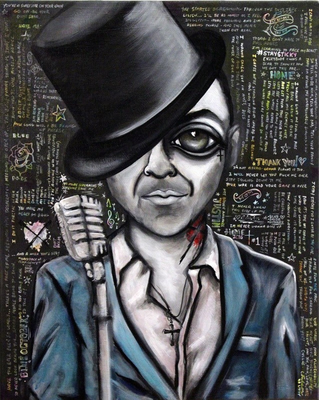 Fine Art Print of BIG EYE ART Painting of Justin Furstenfeld From Blue ...