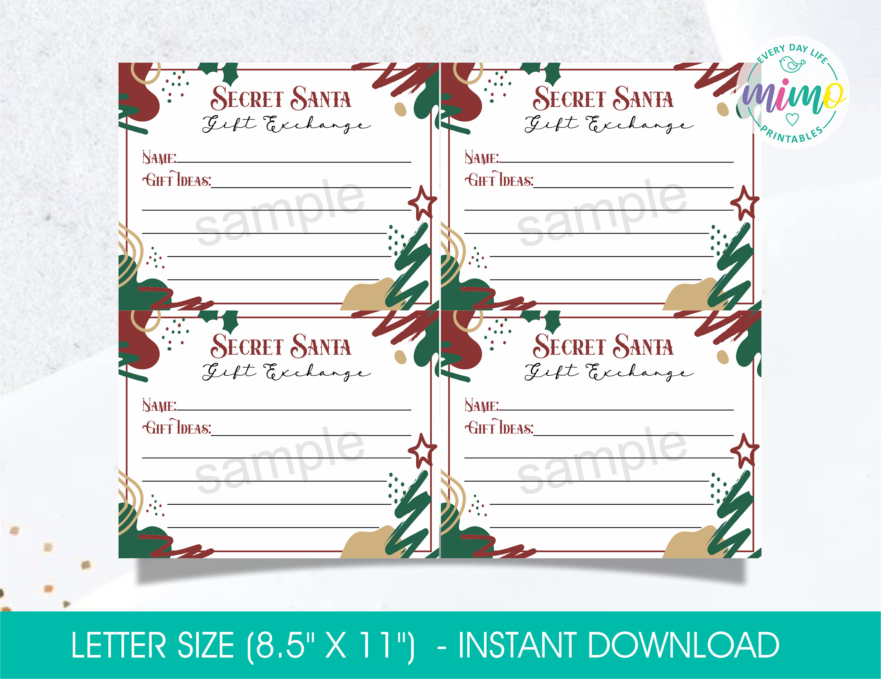 Secret Santa Printable Cards Print Them and Fill Them by - Etsy Canada