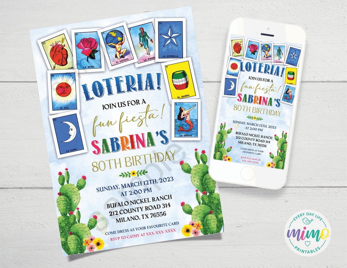 Invitacion Loteria Fiesta /Imprimible y Digital / - Etsy México