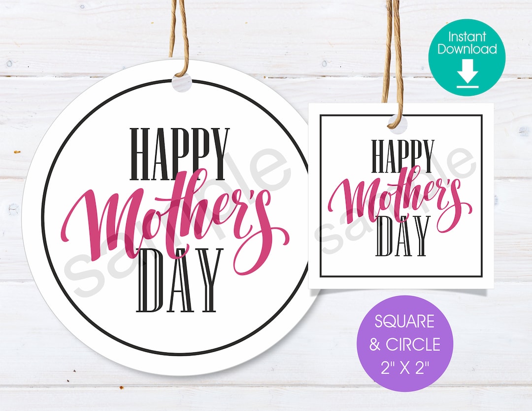 Happy Mother's Day Printable Square & Circle Tag / Instant - Etsy