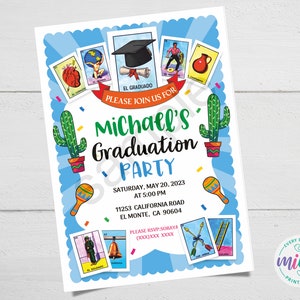 Graduation Loteria Invitation EL Graduado La Graduada Card - Etsy