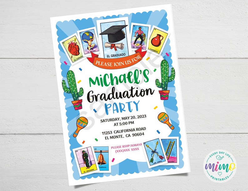 Graduation Loteria Invitation EL Graduado La Graduada Card - Etsy