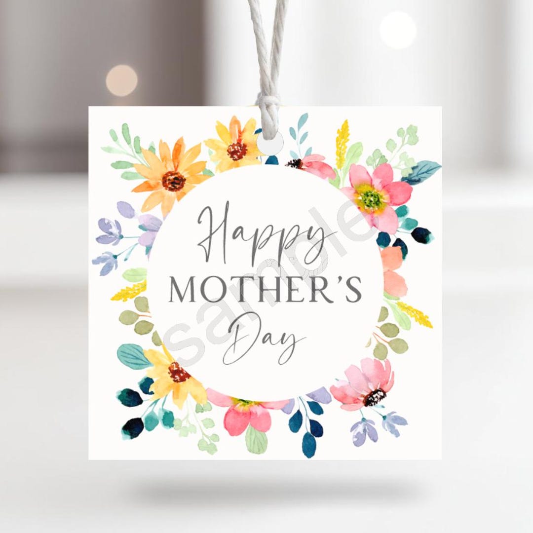 Happy Mother's Day Gift Tag | Spring Flowers Bouquet | 2" X 2" Square ...