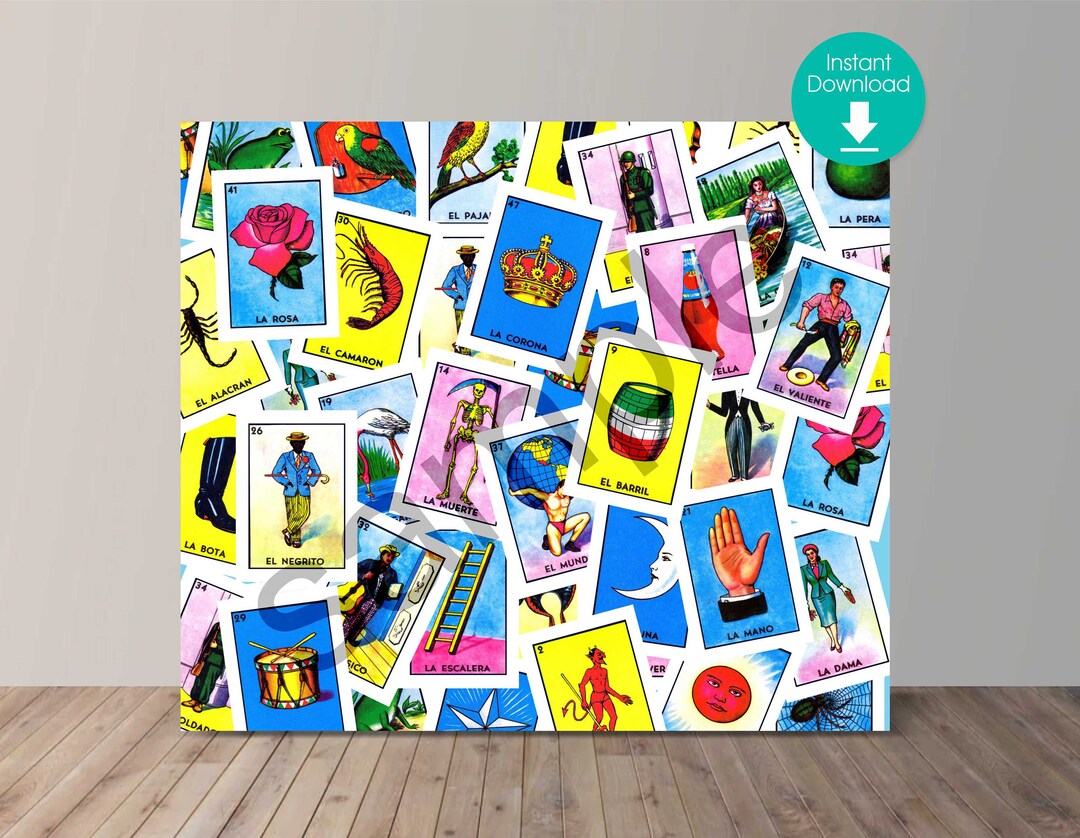 Mexican Game Cards, Loteria, Background, Backdrop. Digital File, 6 X 7 ...