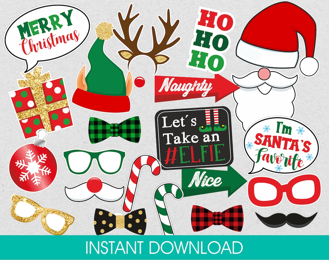 Christmas Photo Booth Props Funny Selfie Christmas Party - Etsy
