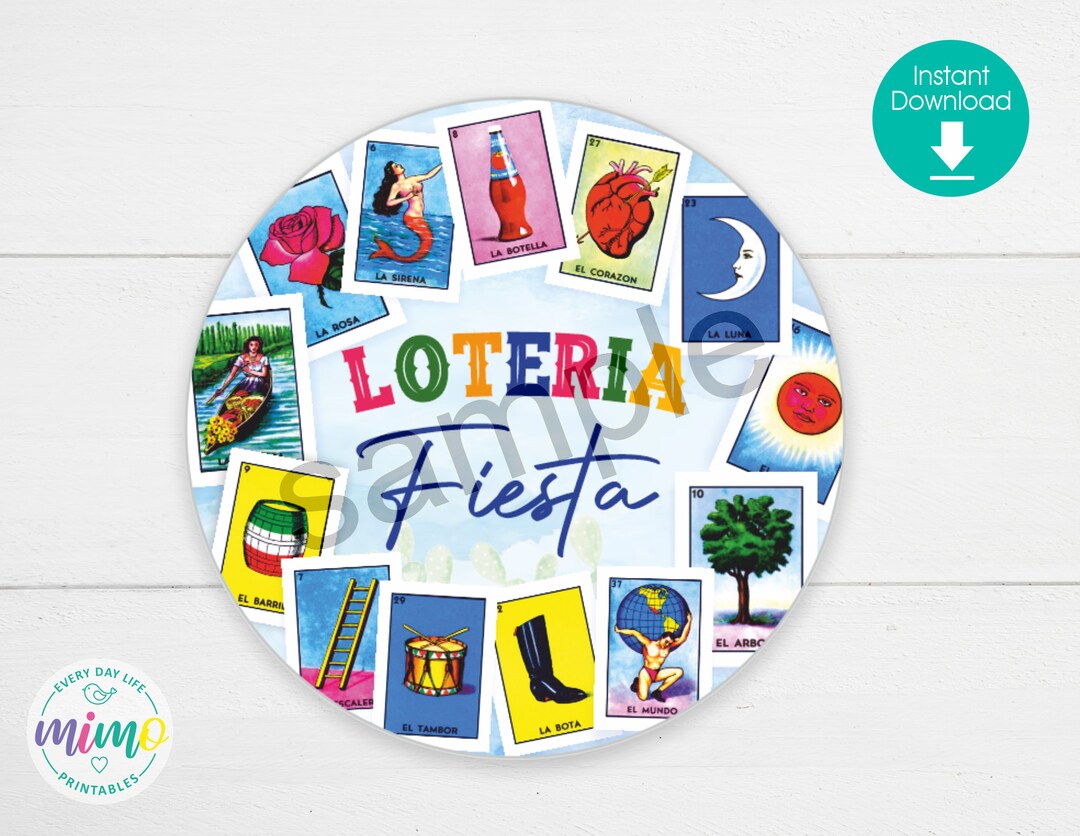 Loteria Fiesta, Loteria Cards, Round Label, Tag, 2 Inch, Not Editable ...