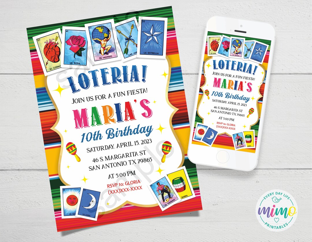 Invitacion Loteria Fiesta /Imprimible y Digital / - Etsy México