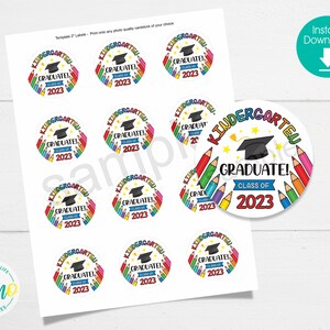 Kindergarten Graduate 2023 Round Tag, Label, Gift Tag, 2 Inch ...
