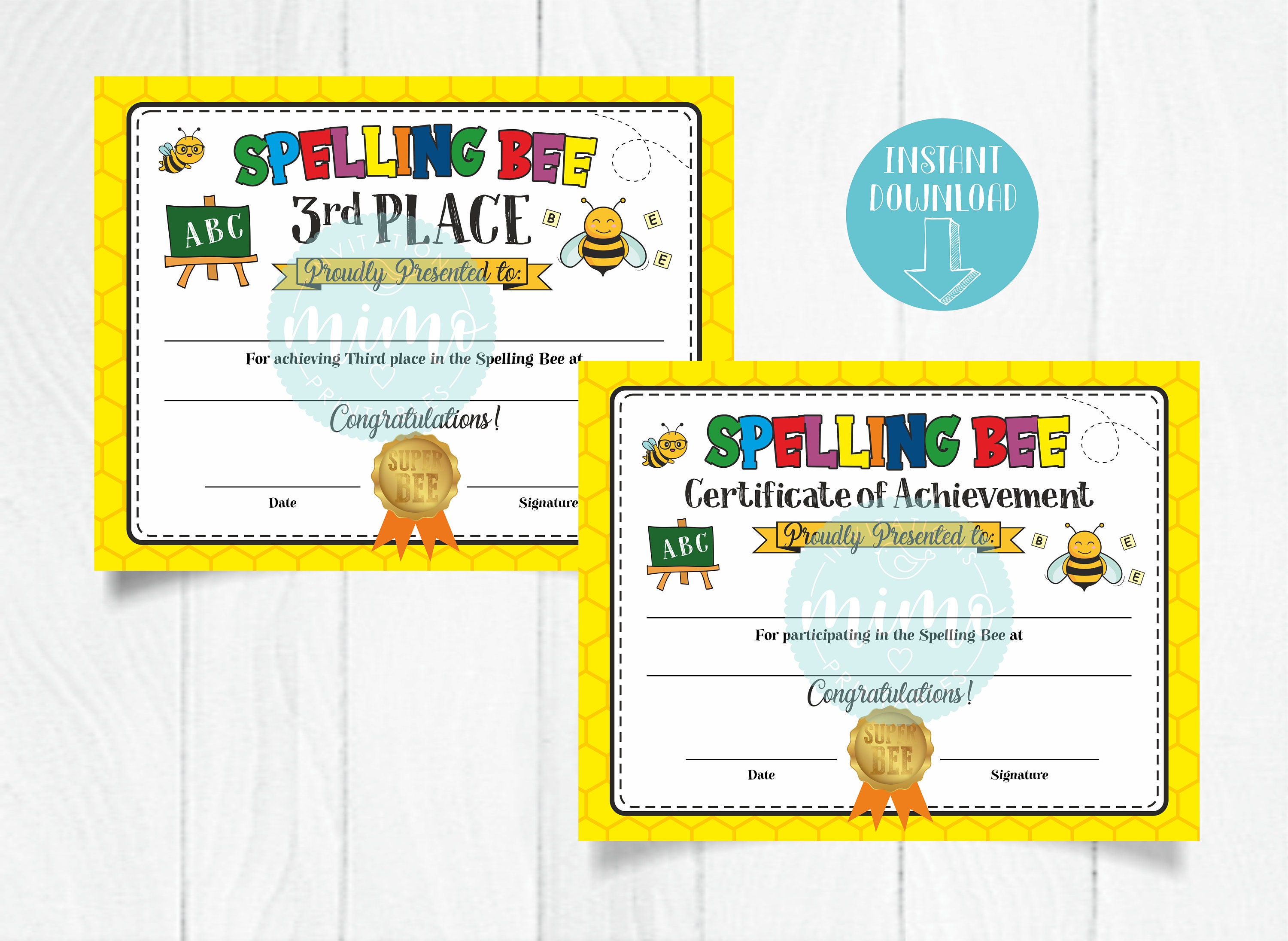 Spelling Bee Award Certificate Template