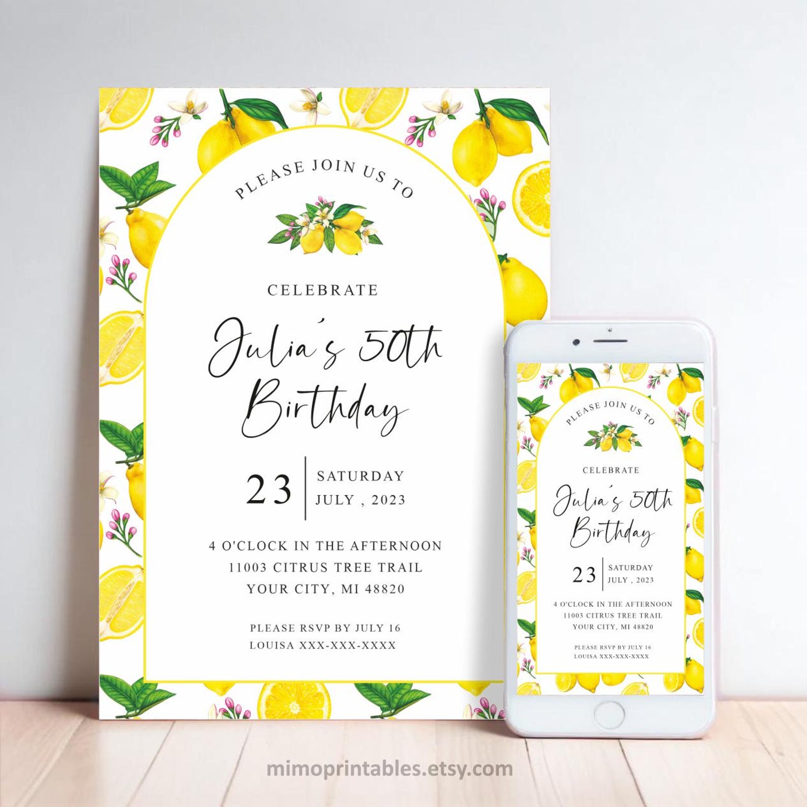 Lemons Invitation | Citrus Summer Birthday & Bridal Shower | Non ...
