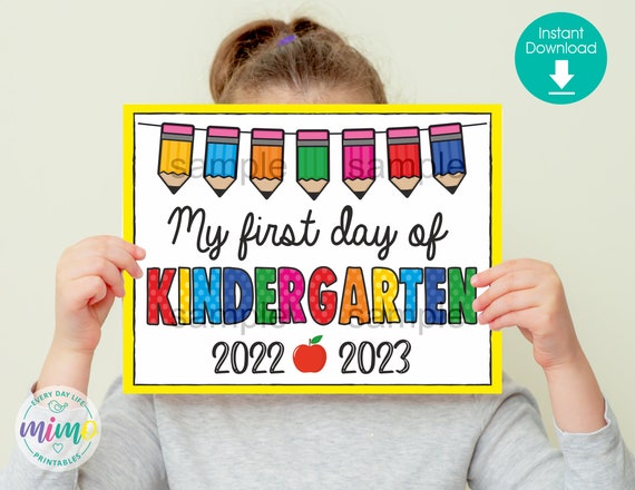 First Day of Kindergarten Sign Letter Size Printable - Etsy