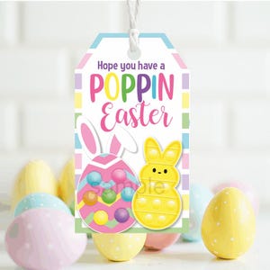 Easter Pop It Tag, Poppin Happy Easter, Pop It Gift Tag, Bunny Pop It ...