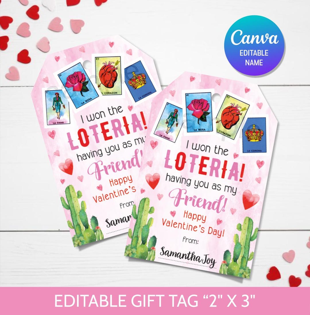 Editable Lotería-themed Valentine's Day Tag | 2" X 3" Printable | Canva ...