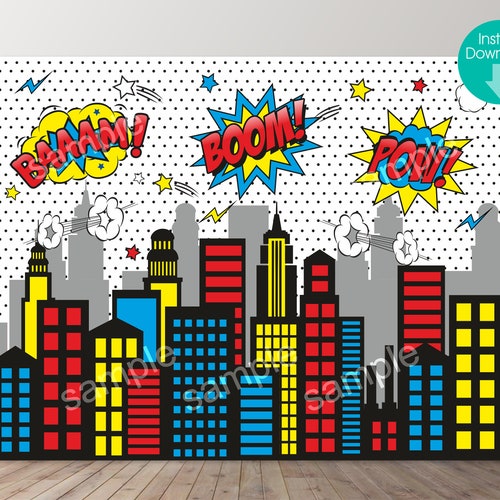 Skyline City Clip Art. Long Block Superhero City Buildings - Etsy Finland