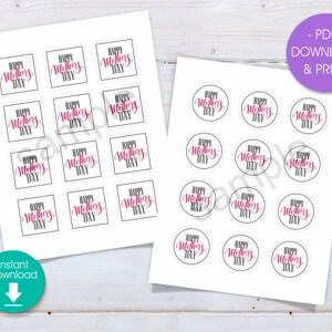 Happy Mother's Day Printable Square & Circle Tag / Instant - Etsy