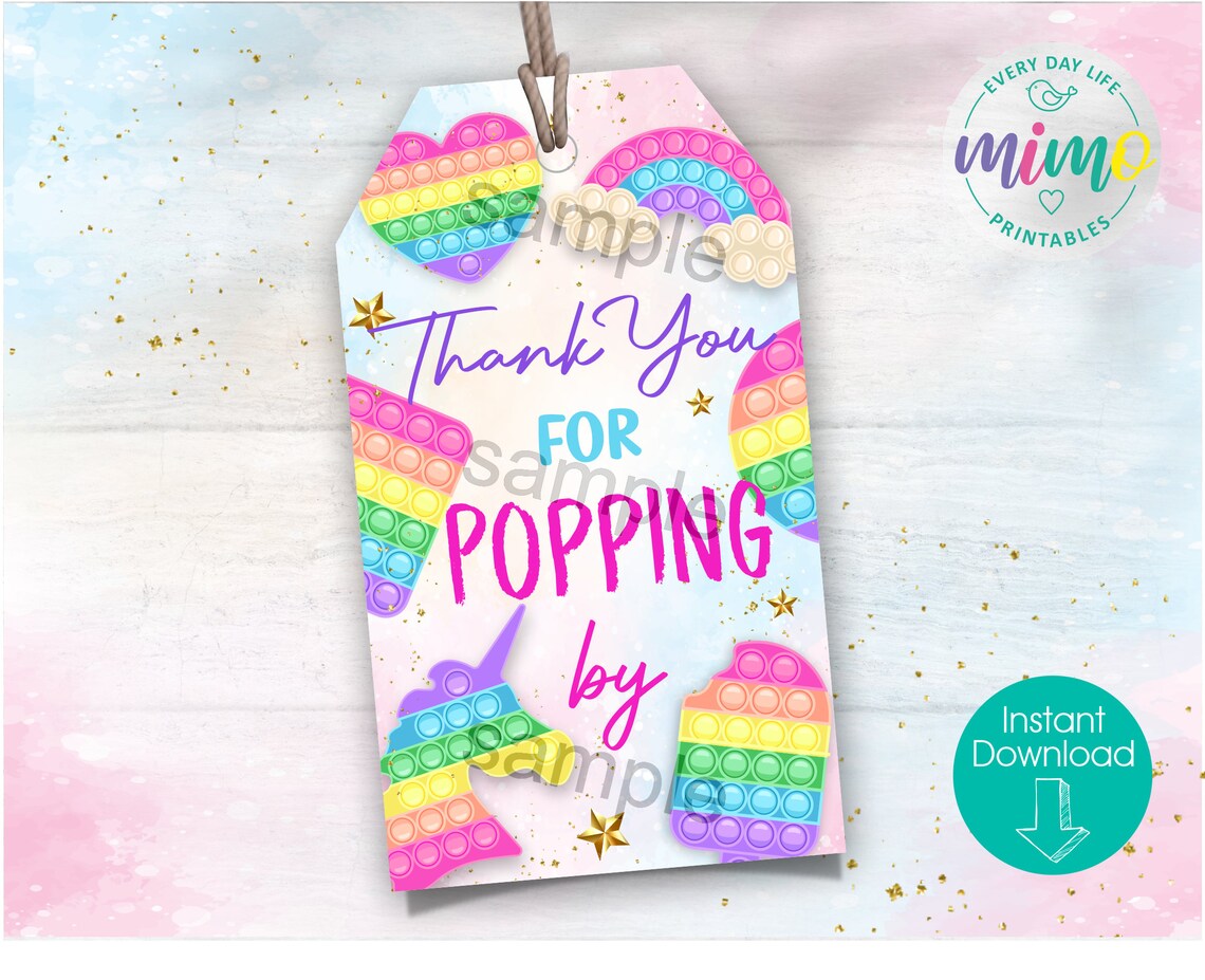 Thank You for Popping by Tag Soft Pastel Colors Fidget Toy - Etsy