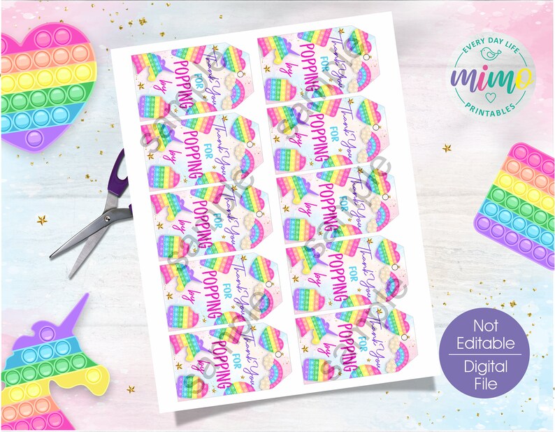 Thank You for Popping by Tag Soft Pastel Colors Fidget Toy - Etsy