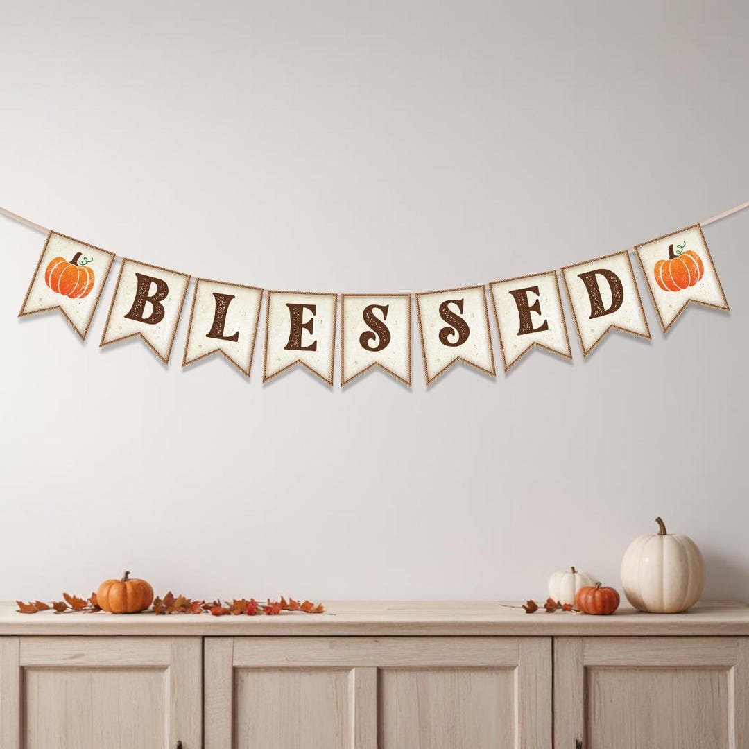 Blessed Thanksgiving Fall Banner. Printable | Instant Download | PDF ...