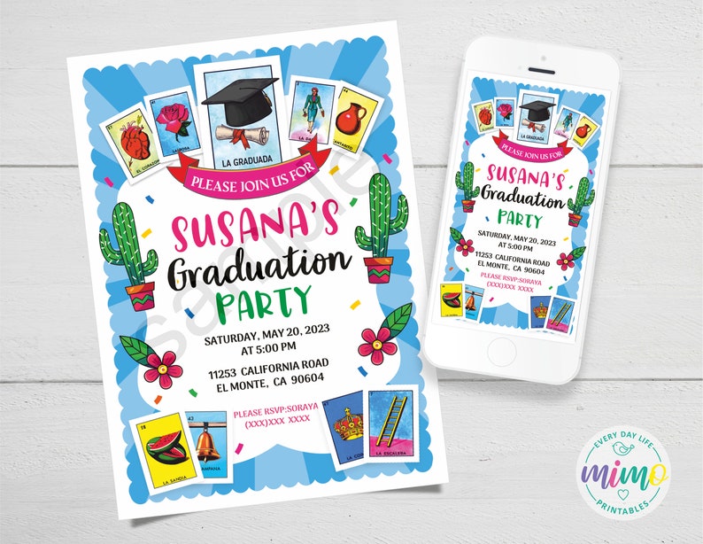 Graduation Loteria Invitation EL Graduado La Graduada Card - Etsy