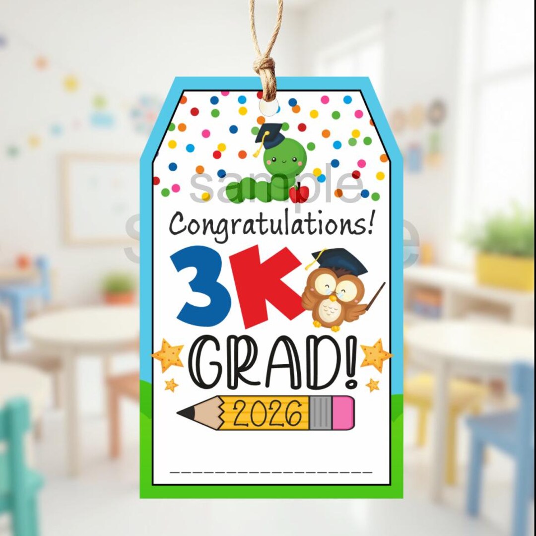 3K Graduation Tag | Fill Name by Hand | 2" X 3.5" | Printable File ...