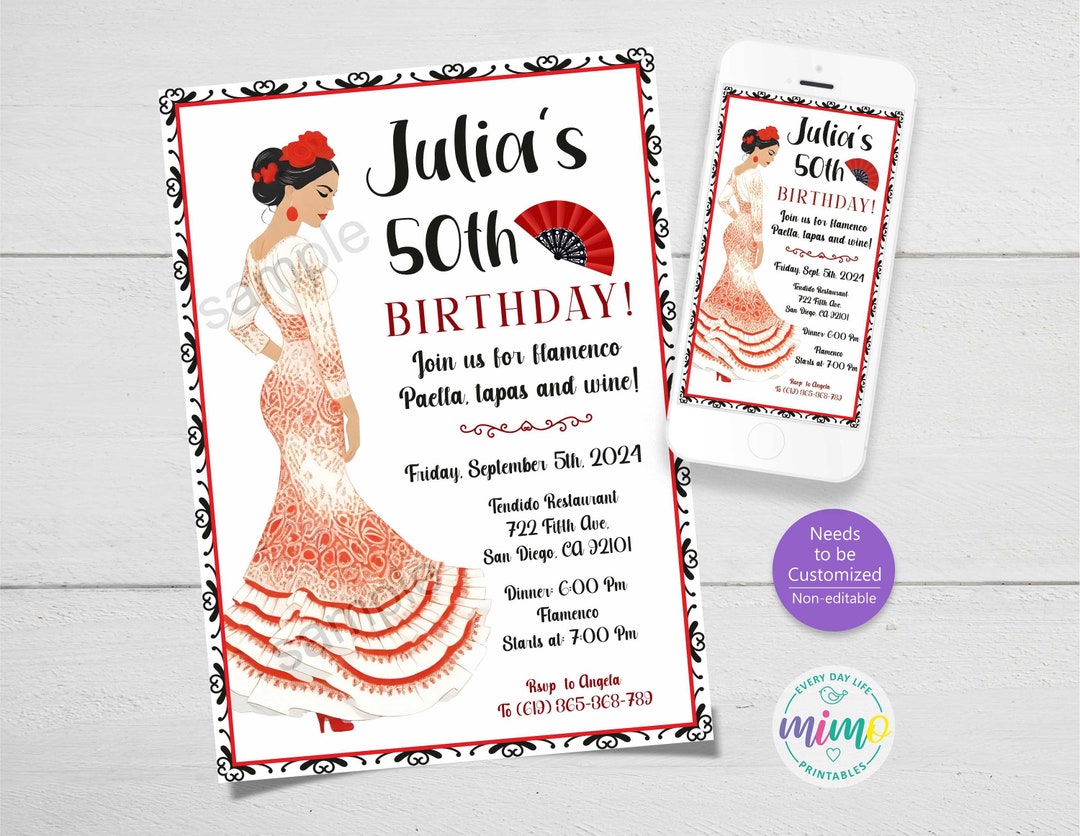Flamenco Birthday Invitation: Paella, Flamenco, Tapas, and Wine Non ...