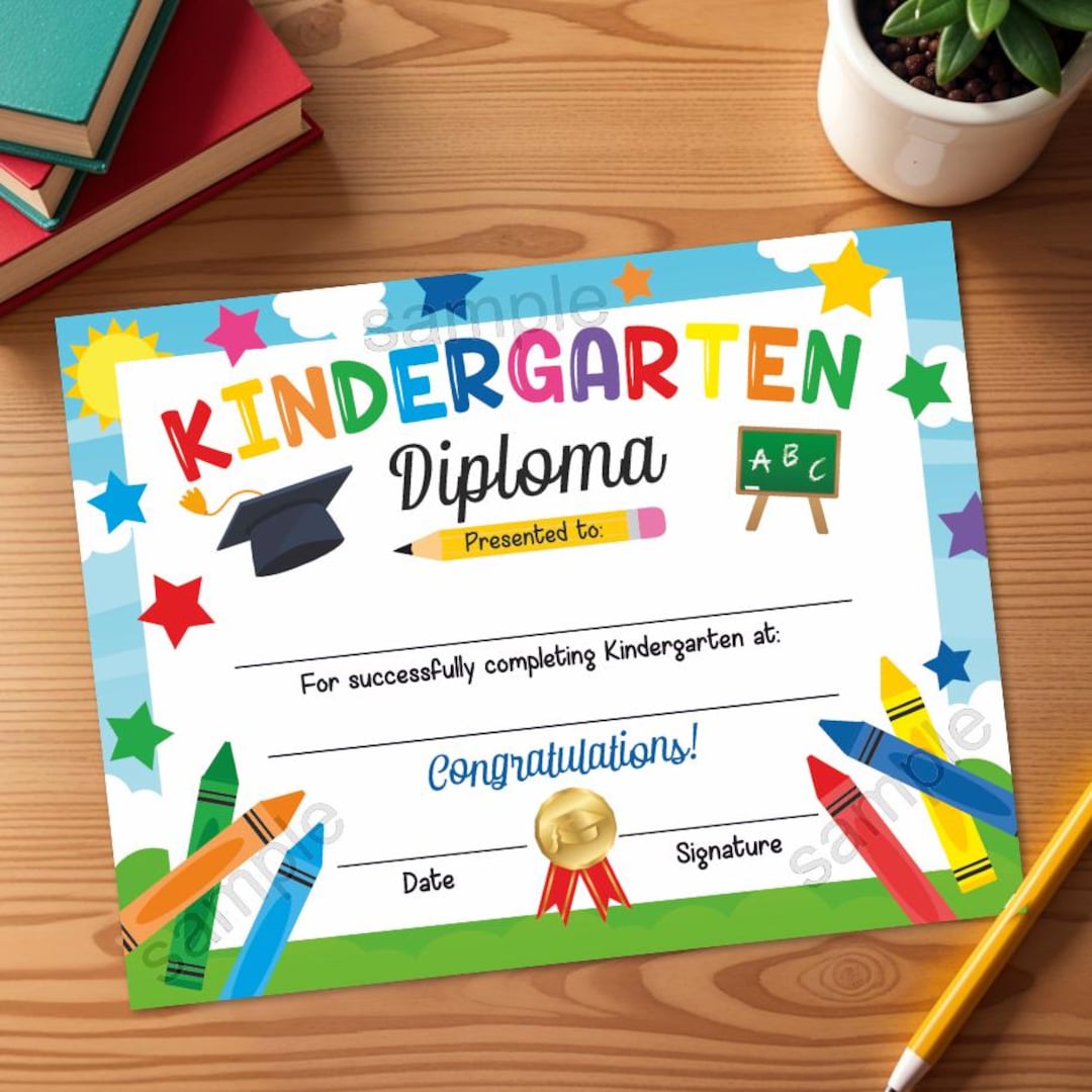 Kindergarten Graduation Certificate, Letter Size 8.5" X 11", Printable ...