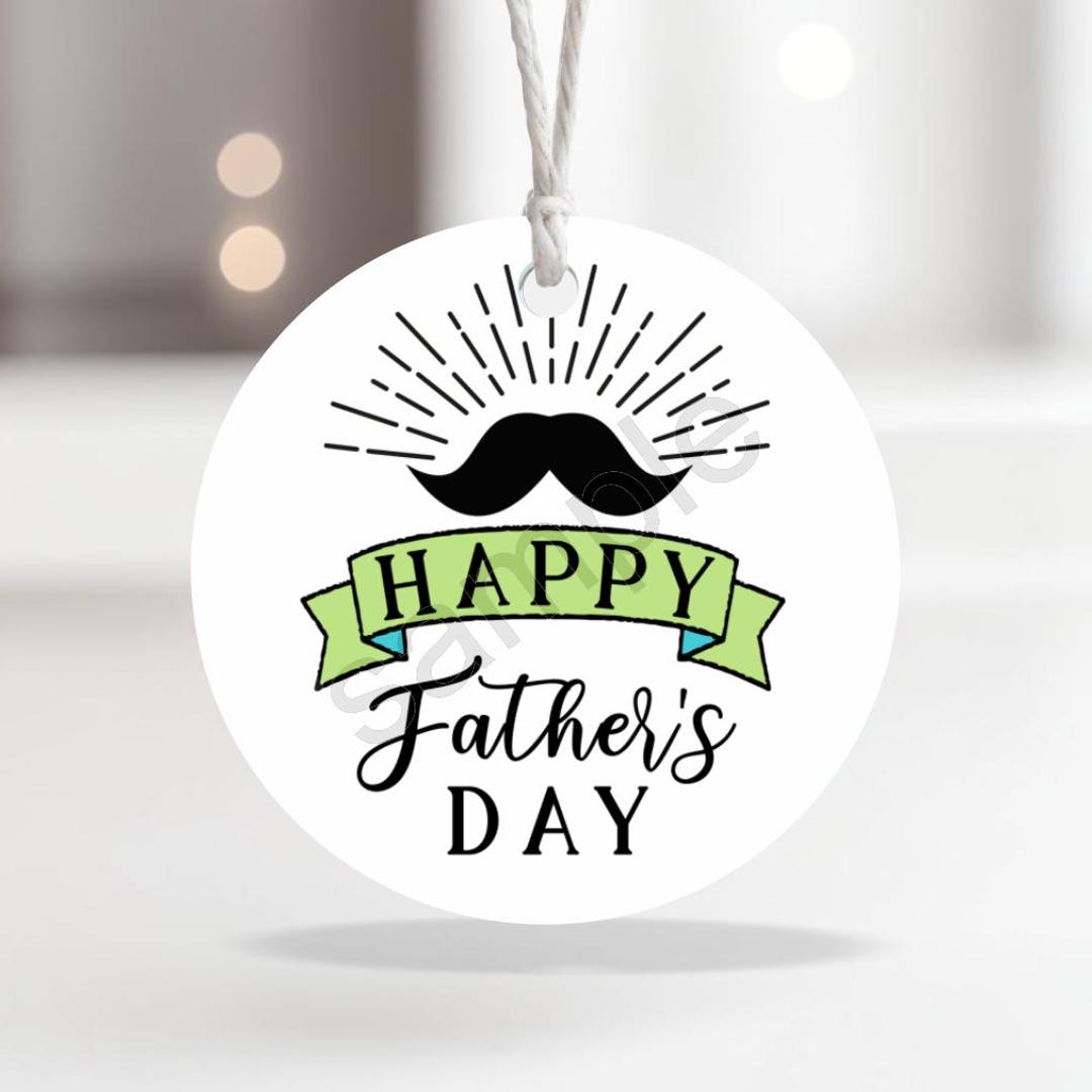 Happy Father's Day Printable Mustache Circle Tag: Instant Download PDF ...