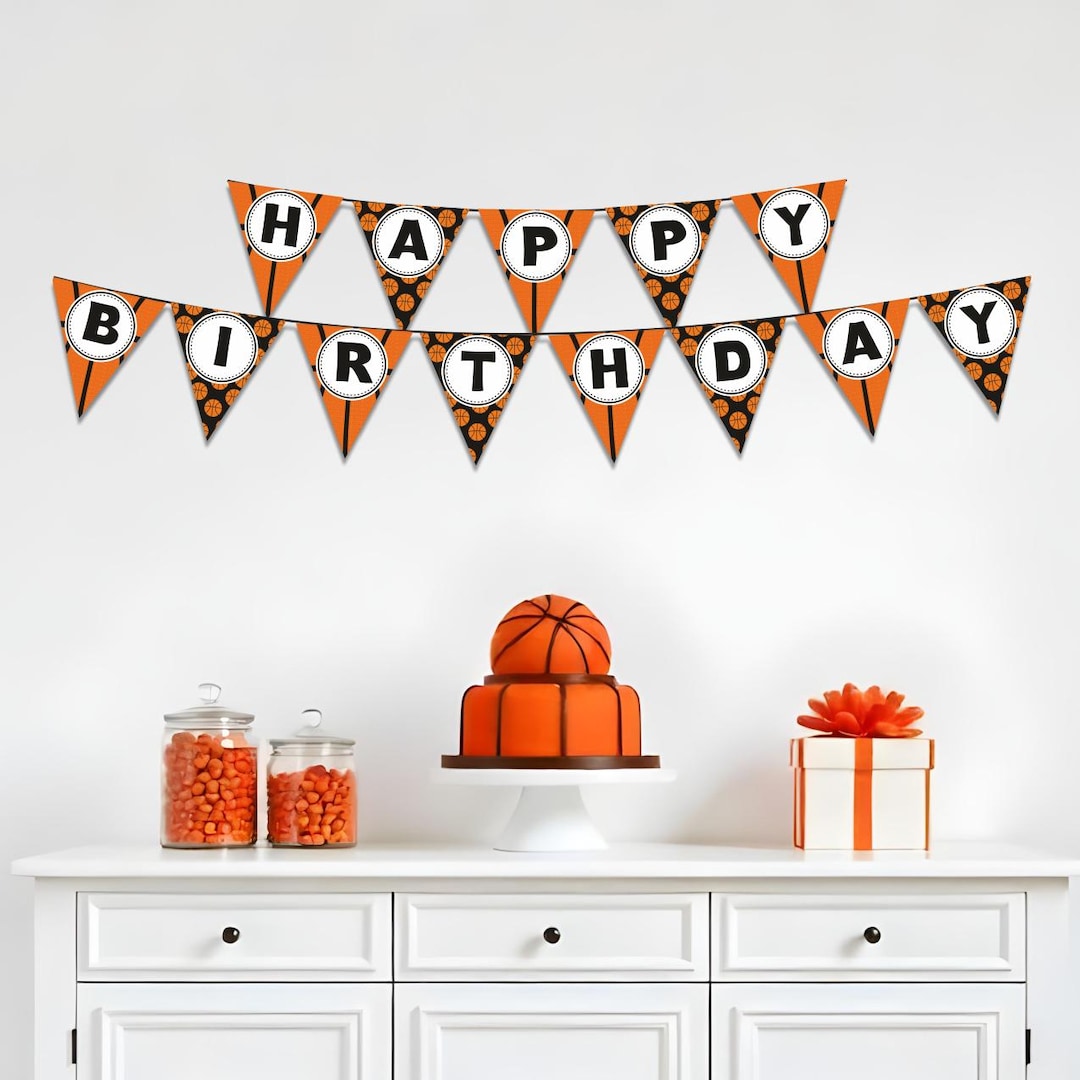 Basketball Birthday Banner | Printable Garland & Bunting | Digital ...