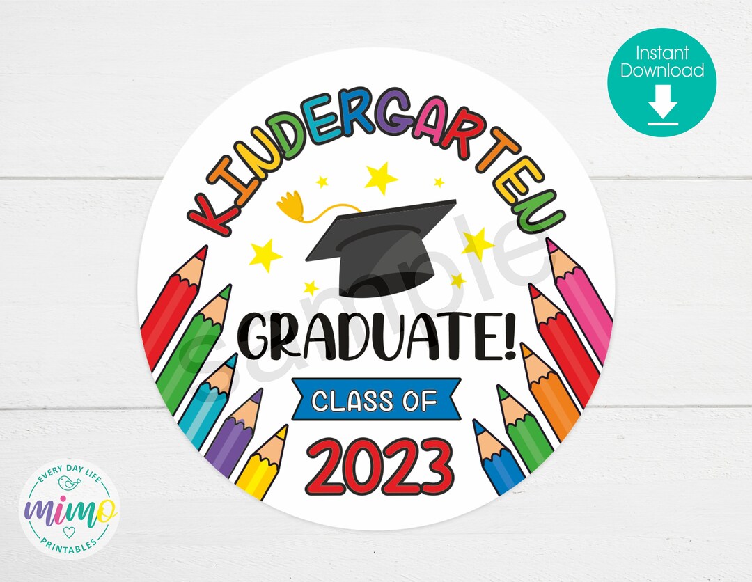 Kindergarten Graduate 2023 Round Tag, Label, Gift Tag, 2 Inch ...