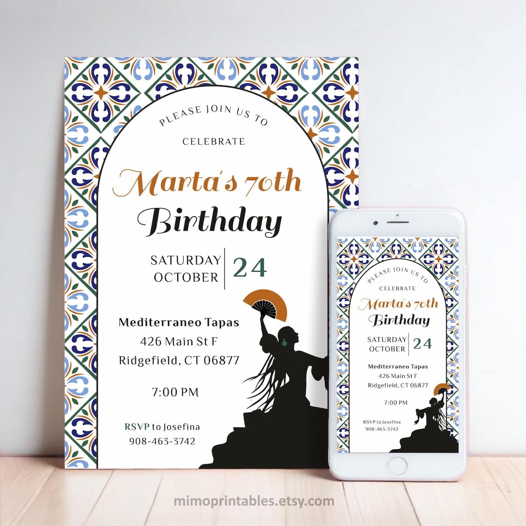 Flamenco Party Invitation | Spain & Andalusian Mosaic Theme ...