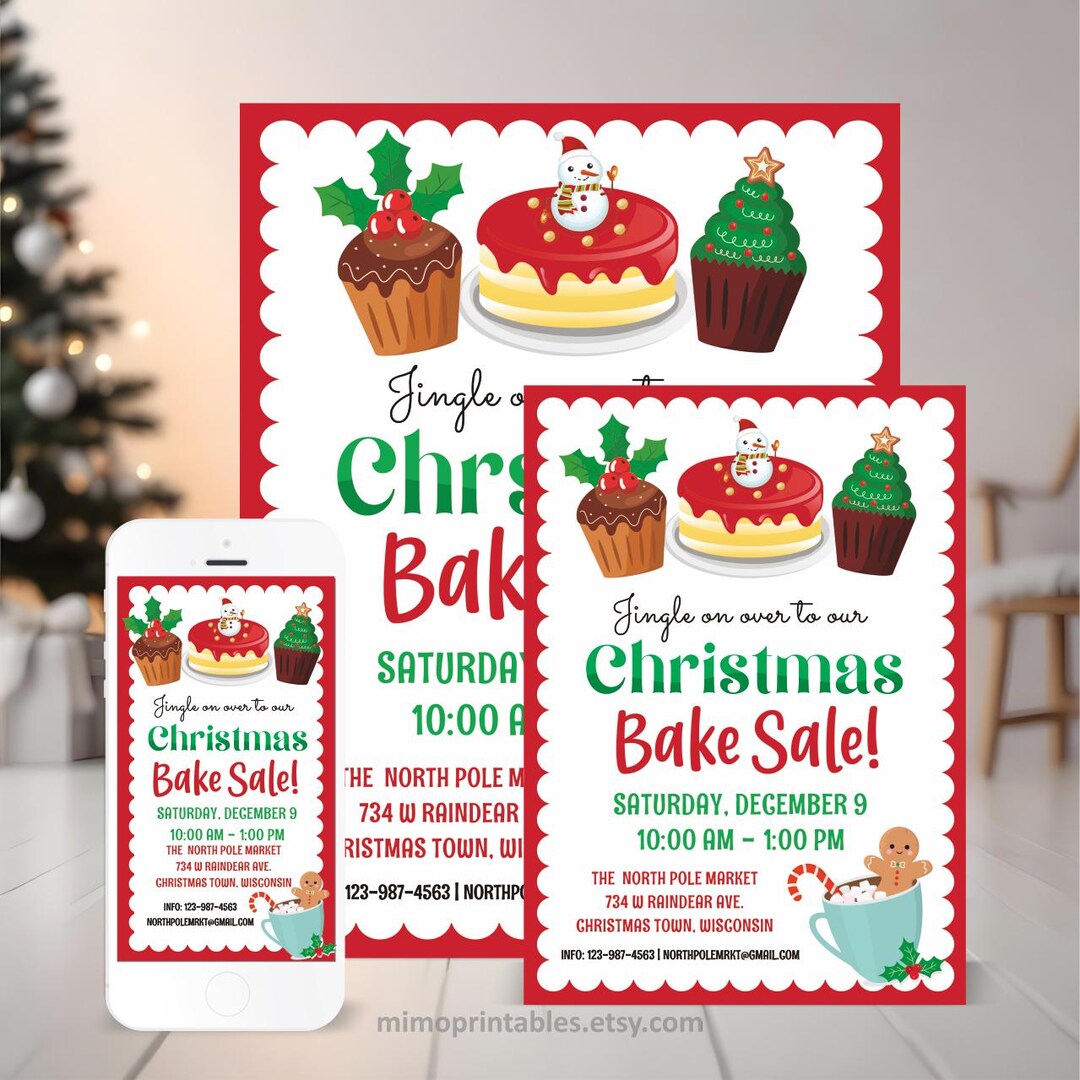 Christmas Bake Sale Bundle | Invitation 5"x7", Flyer 8.5"x11" | Digital ...