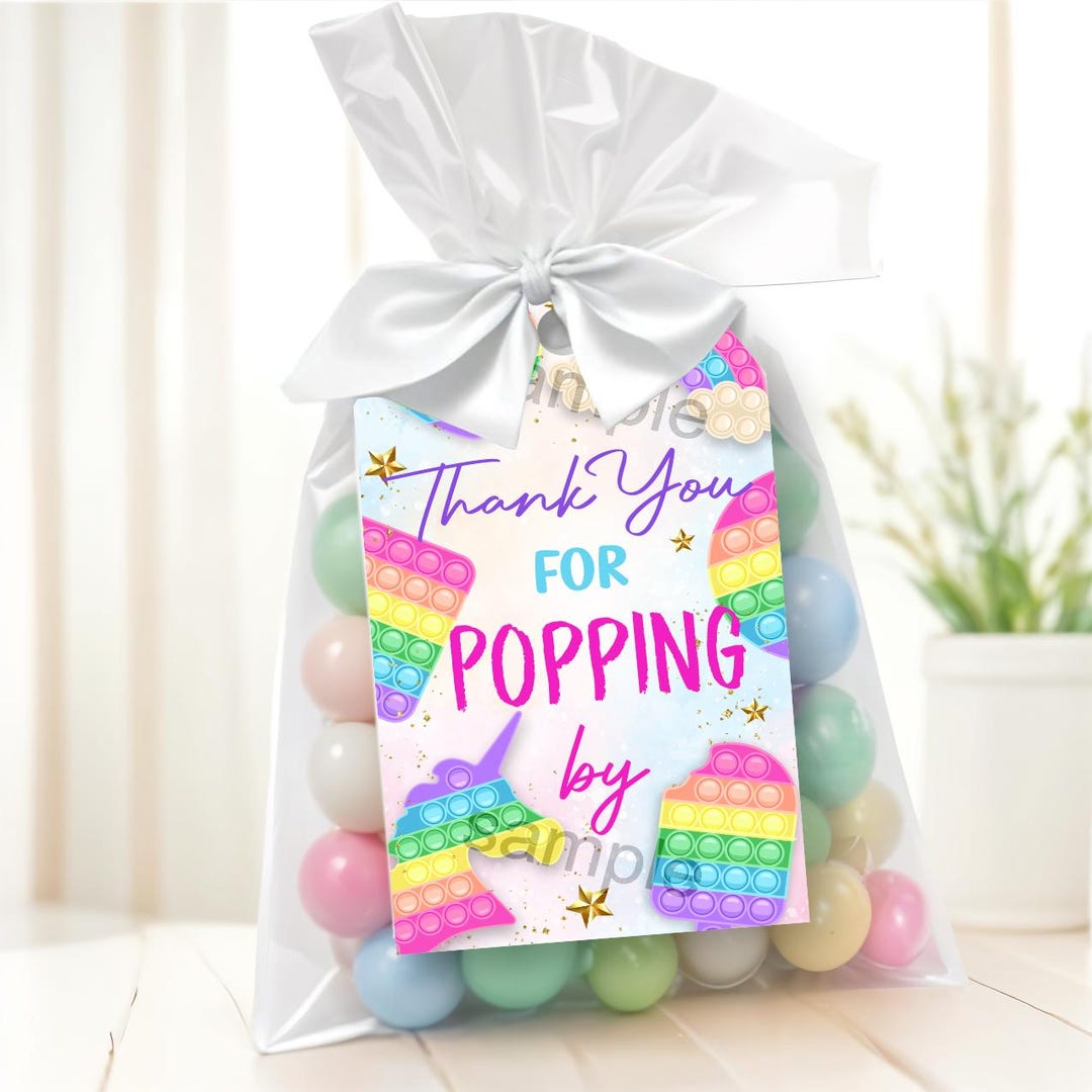 Thank You for Popping by Tag | Soft Pastel Colors | Fidget Toy Gift Tag ...